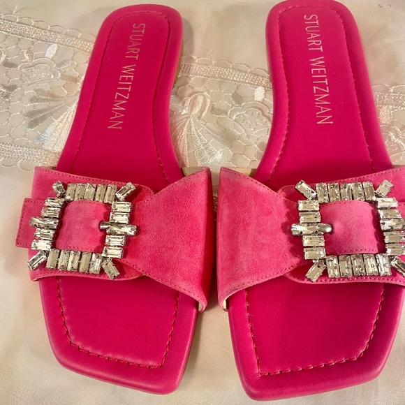 Stuart Weitzman | Shoes | Stuart Weitzman Hot Pink Slides | Poshmark